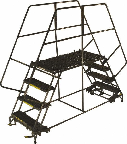 Ballymore - Steel Rolling Ladder: 30" Platform, 800 lb Capacity, 3 Step ...
