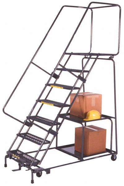 Ballymore - Steel Stock Picking Rolling Ladder: 70" Platform, 7 Step ...