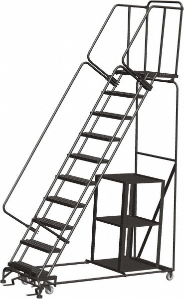 Ballymore - Steel Stock Picking Rolling Ladder: 100" Platform, 10 Step ...