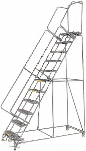 Ballymore - Stainless Steel Rolling Ladder: 110" Platform, 11 Step, 32 ...