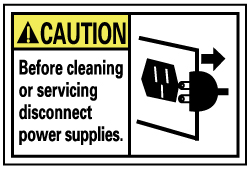 AccuformNMC - Accident Prevention Label: "Caution - Before Cleaning or ...