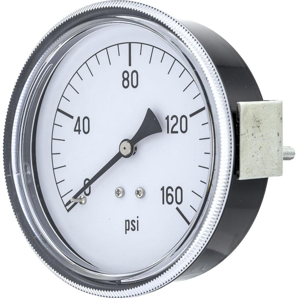 PIC Gauges - Pressure Gauge: 3-1/2" Dial Dia, 0 to 160 psi, 1/4" MNPT, U-Clamp Panel (Center ...