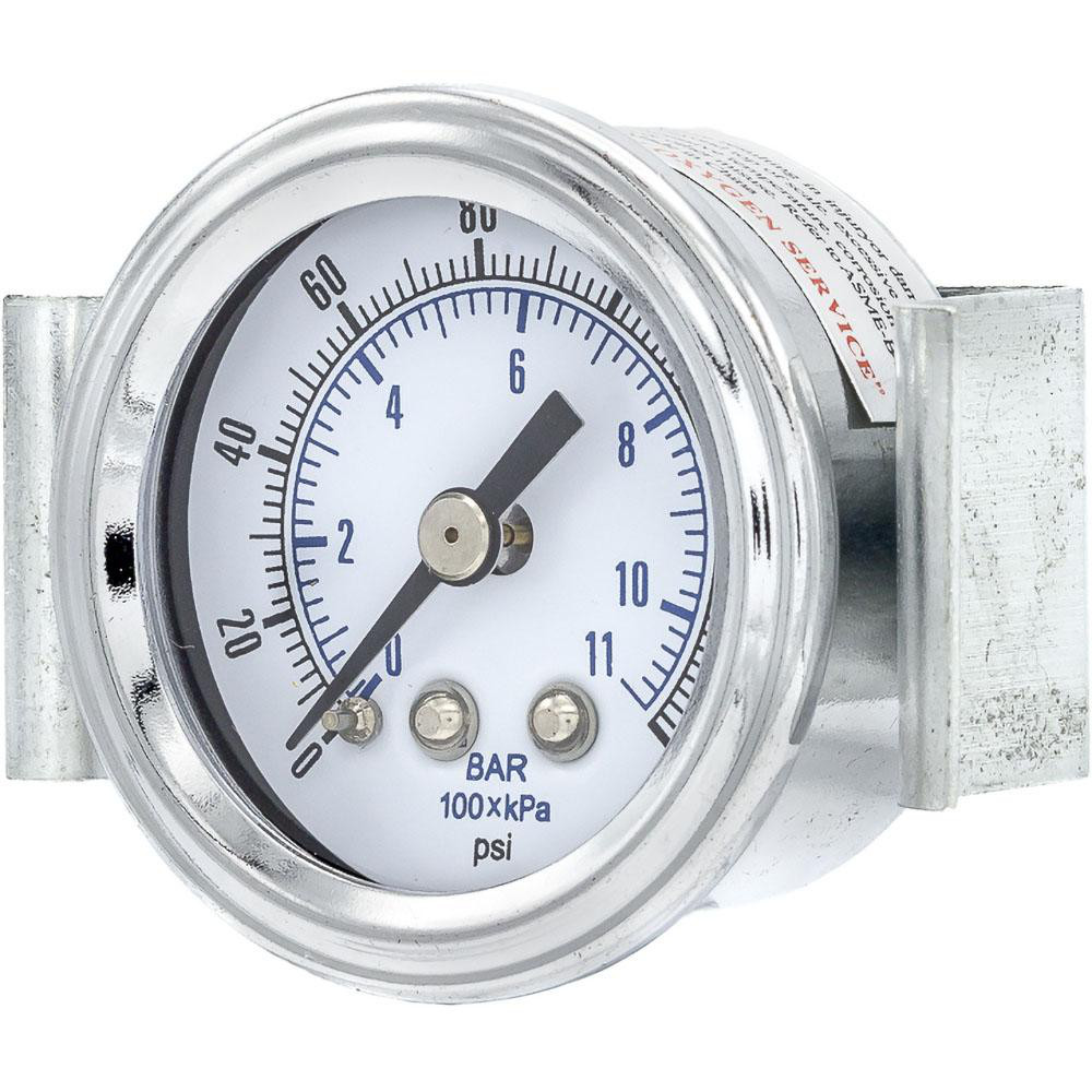 PIC Gauges - Pressure Gauge: 1-1/2" Dial Dia, 0 to 160 psi, 1/8" NPT, U-Clamp Panel (Center Back ...