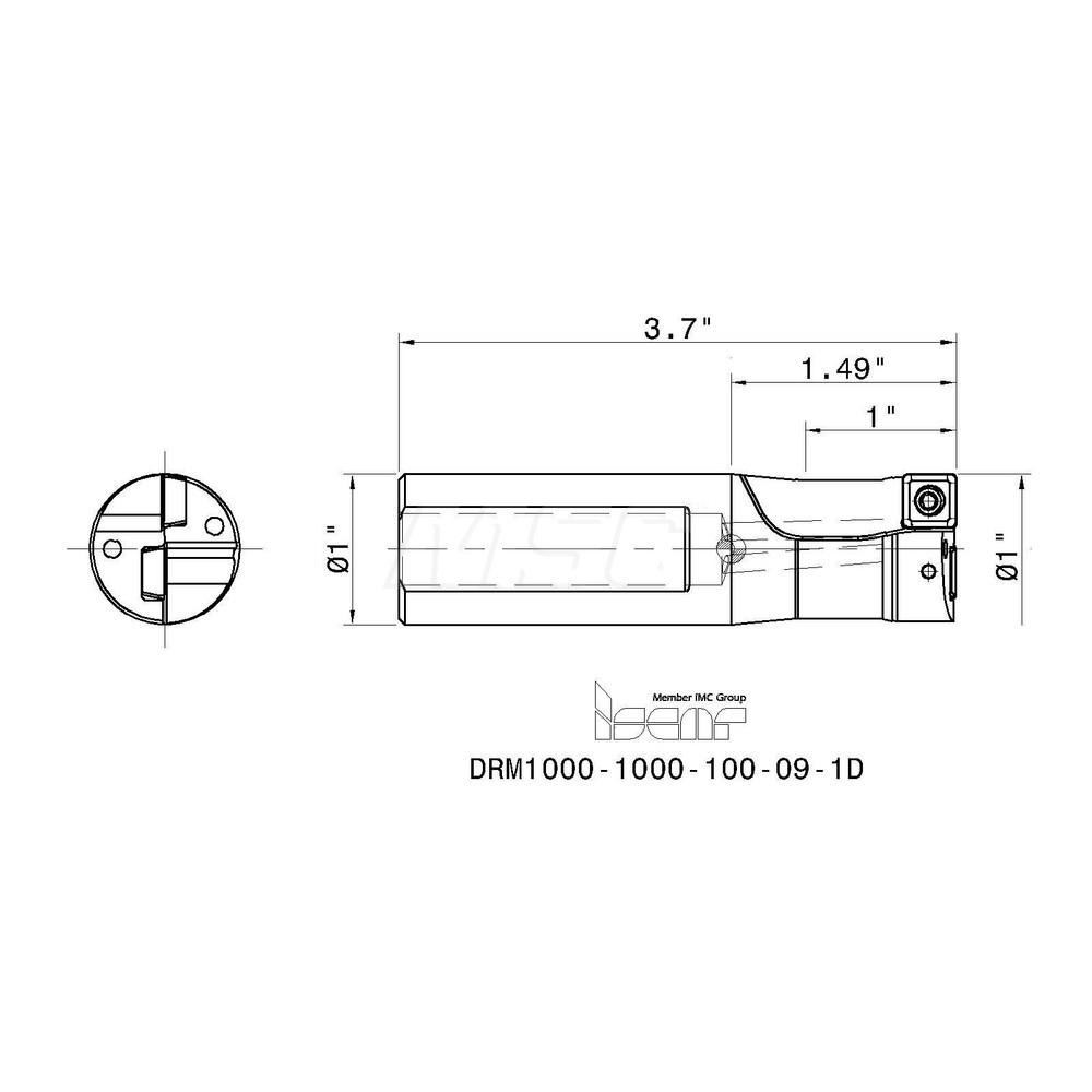 Iscar - Indexable Insert Drill: DRM1000-1000-100-09-1D, 1" Max Dia, 1 ...