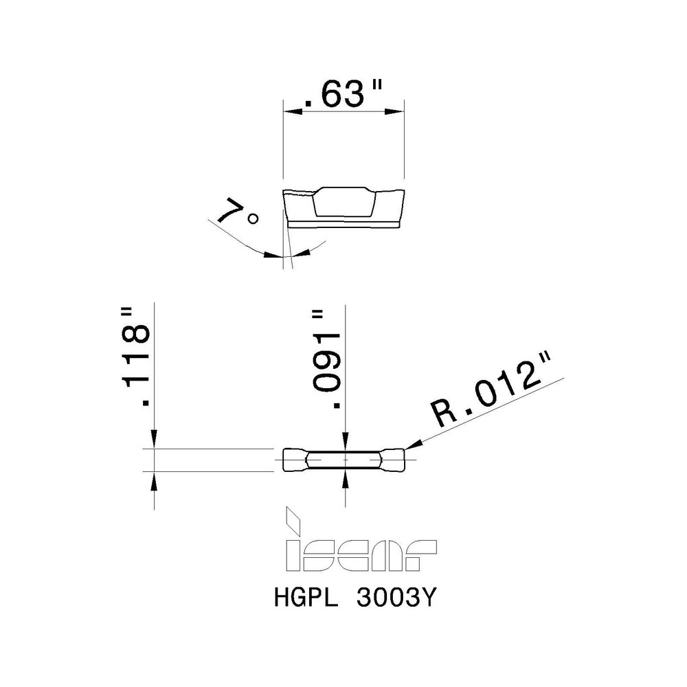 Iscar - Grooving Insert: HGPL3003Y IC908, Carbide | MSC Direct