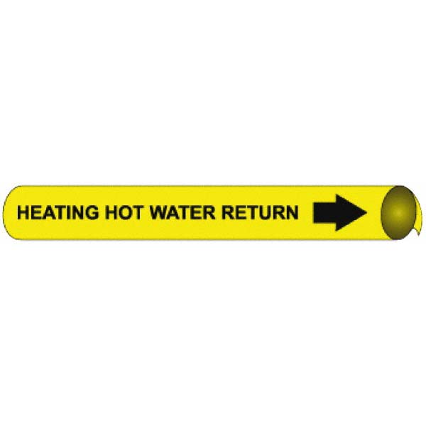 NMC - Pipe Marker with Heating Hot Water Return Legend and Arrow ...