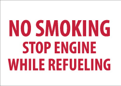 AccuformNMC - Sign: Rectangle, No Smoking - Stop Engine While Refueling ...