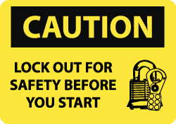 AccuformNMC - Sign: Rectangle, CAUTION, Caution - Lock Out for Safety ...