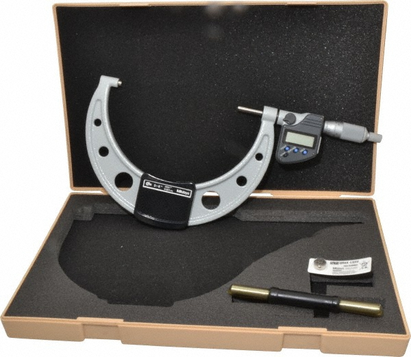 Mitutoyo - Electronic Outside Micrometer: 6" Max, Solid Carbide Face ...