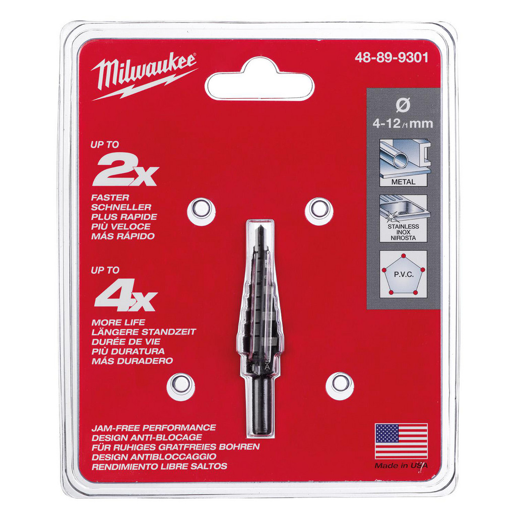 Milwaukee Tool - Step Drill Bit: 4.00 mm Min, 12.00 mm Max, High-Speed ...