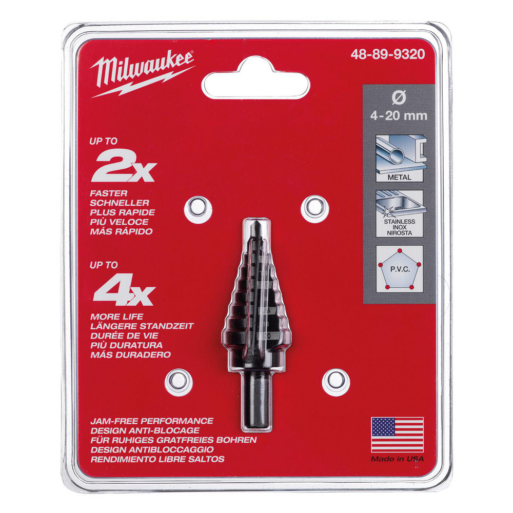 Milwaukee Tool - Step Drill Bit: 4.00 mm Min, 20.00 mm Max, High-Speed ...