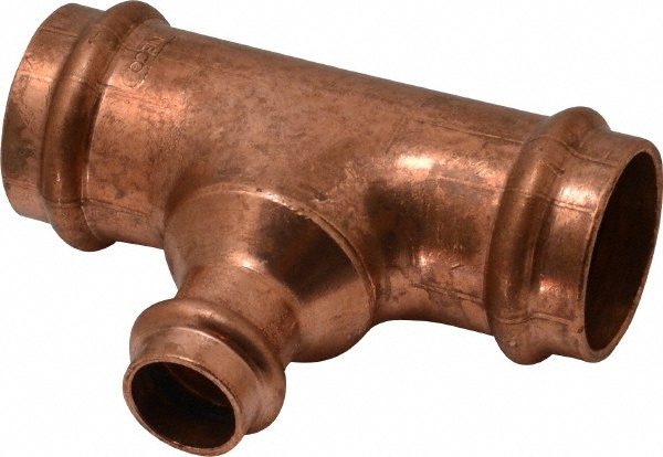 NIBCO - Wrot Copper Pipe Tee: 1" x 1" x 1/2" Fitting, P, Press Fitting ...