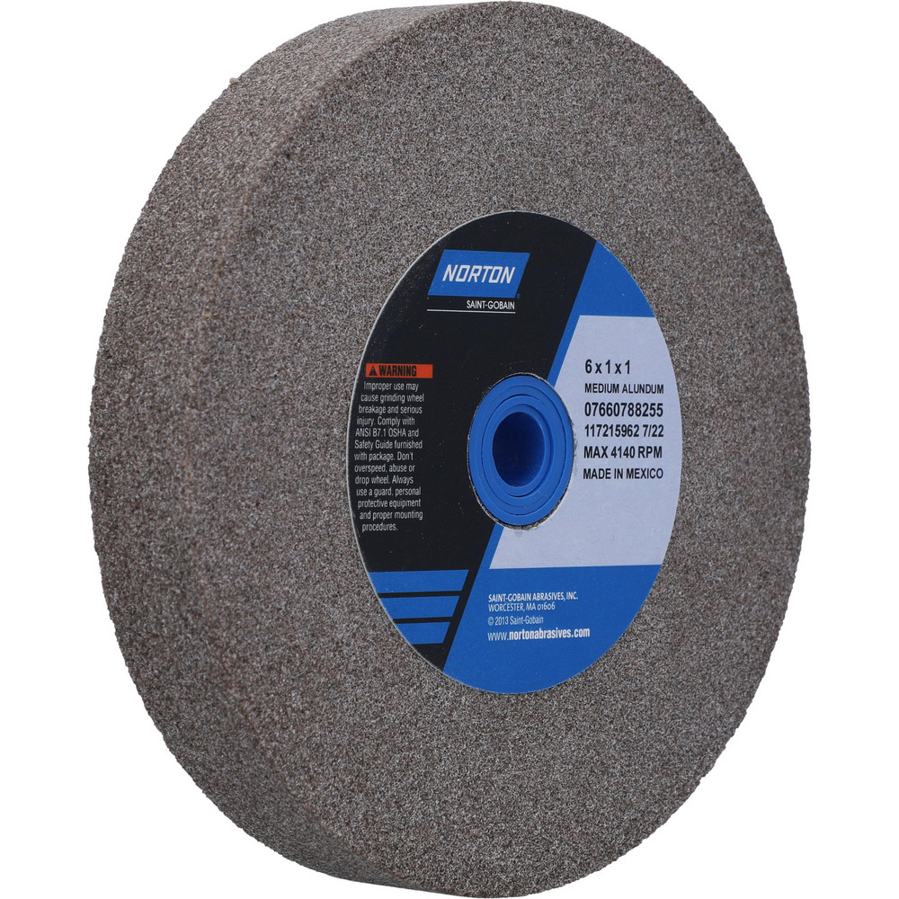 Norton - Bench & Pedestal Grinding Wheel: 6" Dia, 1" Thick, 1" Hole Dia ...