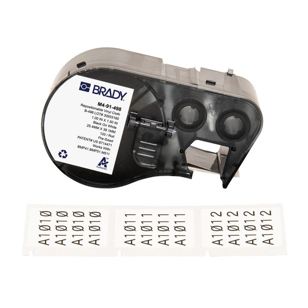 Brady - Label Maker Label: Black on White, Vinyl, 120 per Roll, 1 Roll ...