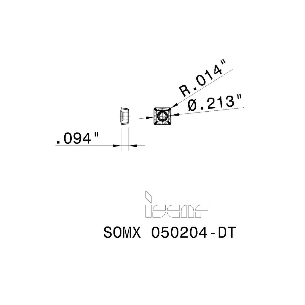 Iscar - Indexable Drill Insert: SOMX-050204-DT IC908, Carbide | MSC Direct