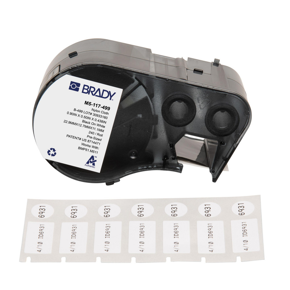 Brady - Label Maker Label: Black on White, Nylon, 240 per Roll, 1 Roll ...