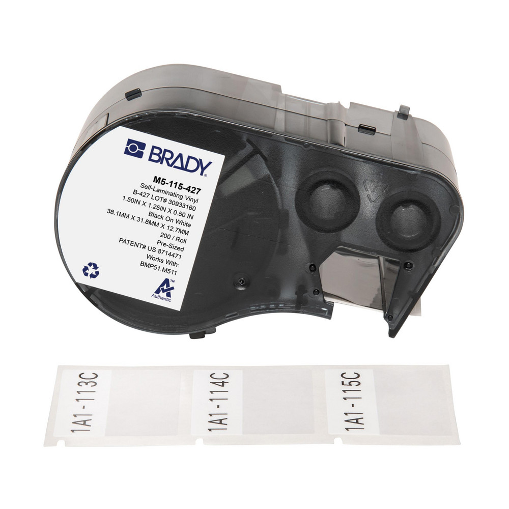 Brady - Label Maker Label: Black on White, Clear, Vinyl, 200 per Roll ...