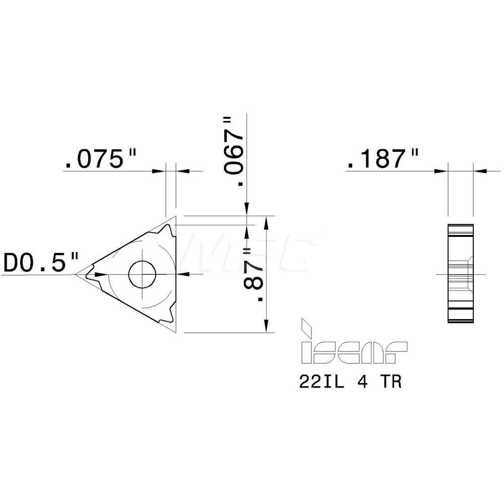 Iscar - Laydown Threading Insert: 22IL4TR IC908, Carbide | MSC Direct