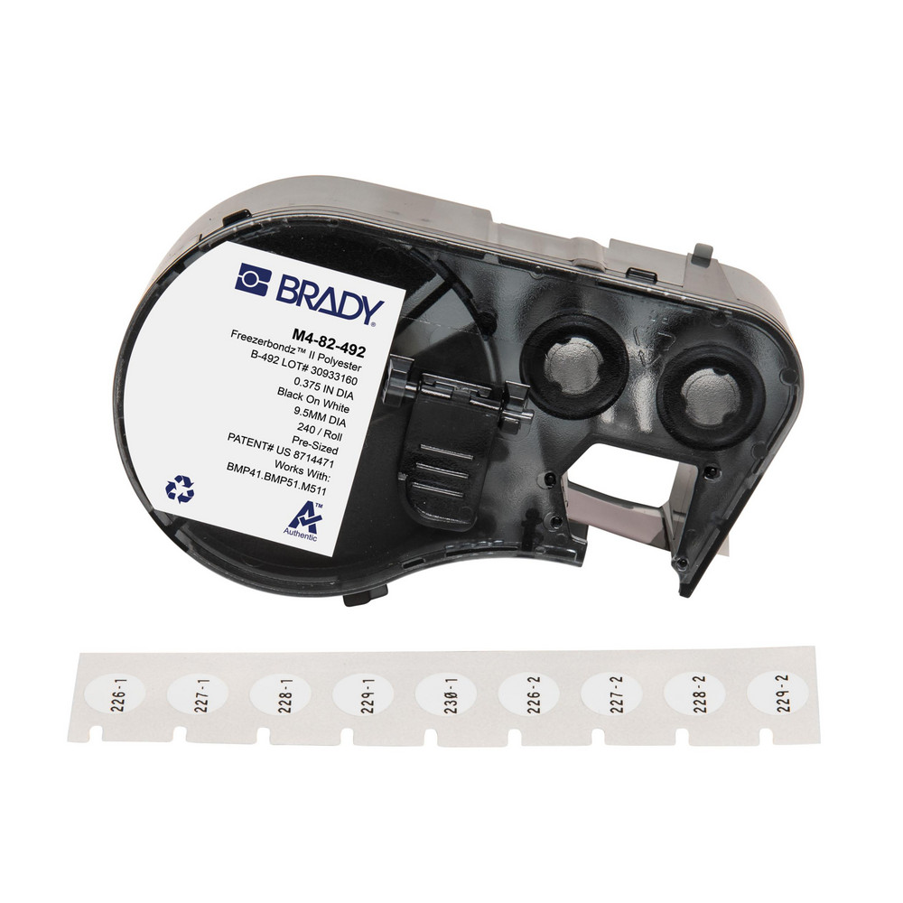Brady - Label Maker Label: Black on White, Polyester, 240 per Roll, 1 ...