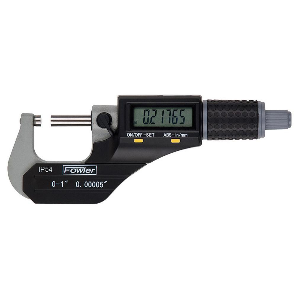 Fowler - Electronic Outside Micrometer: 1" Max, Solid Carbide Face ...