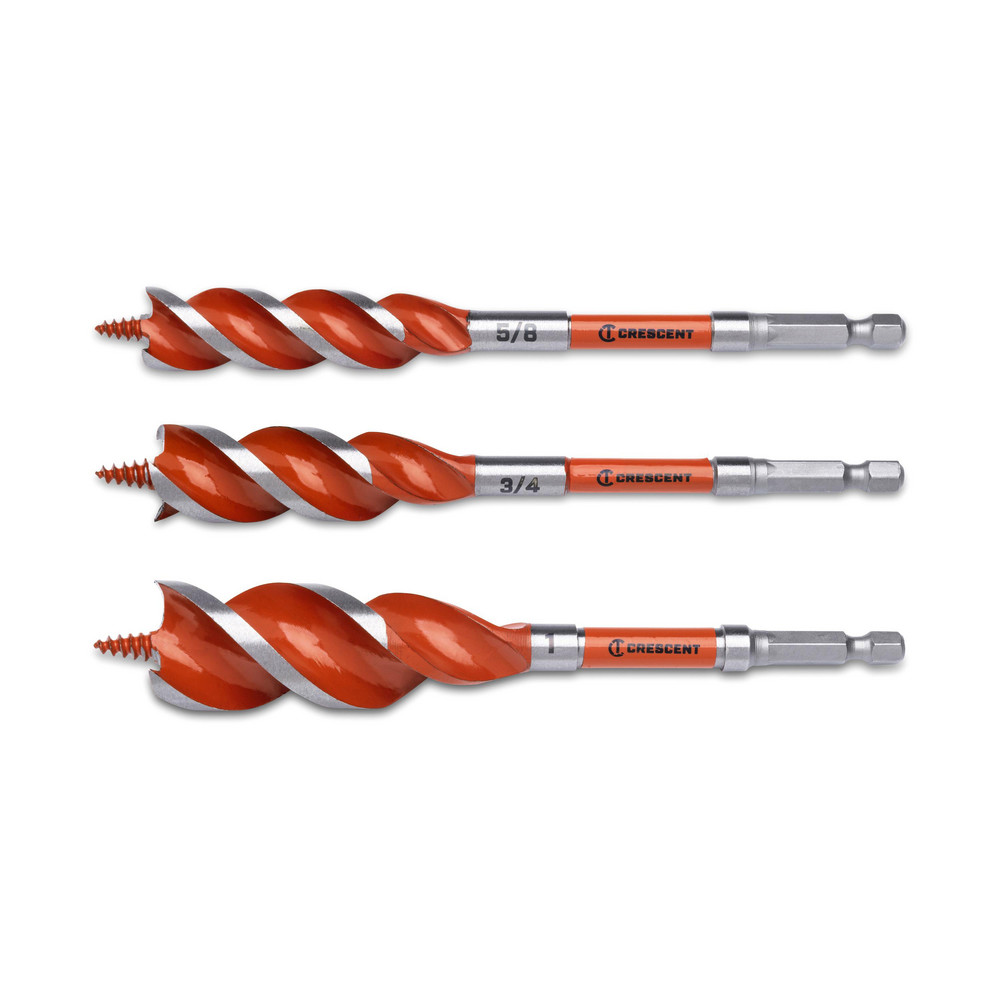 Crescent - Drill Bit Set: Hex Shank Drill Bits, 3 Pc, 0.6250" to 1.0000 ...