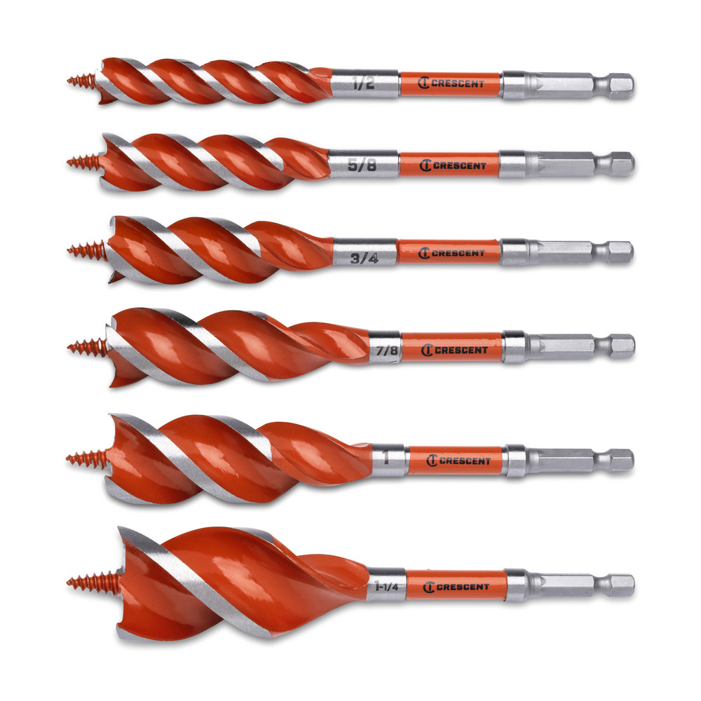 Crescent - Drill Bit Set: Hex Shank Drill Bits, 6 Pc, 0.5000" to 1.0000 ...