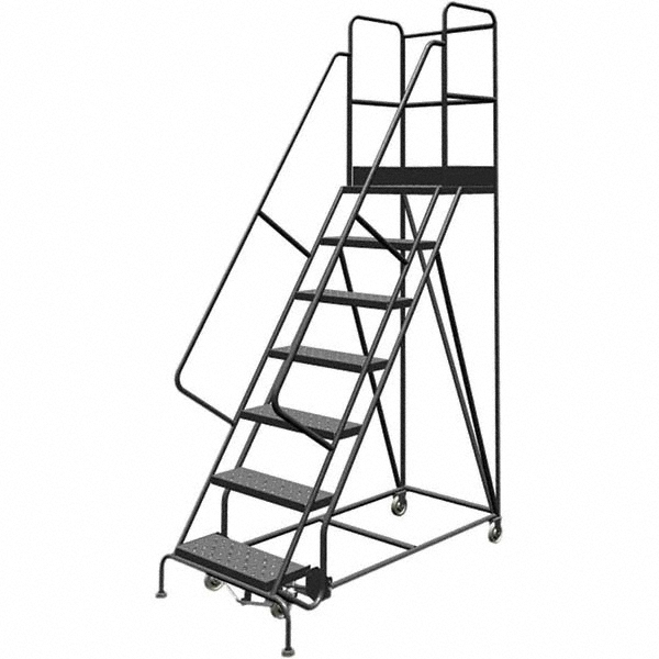 TRI-ARC - Steel Spring-Loaded Rolling Ladder: 450 lb Capacity, 7 Step ...