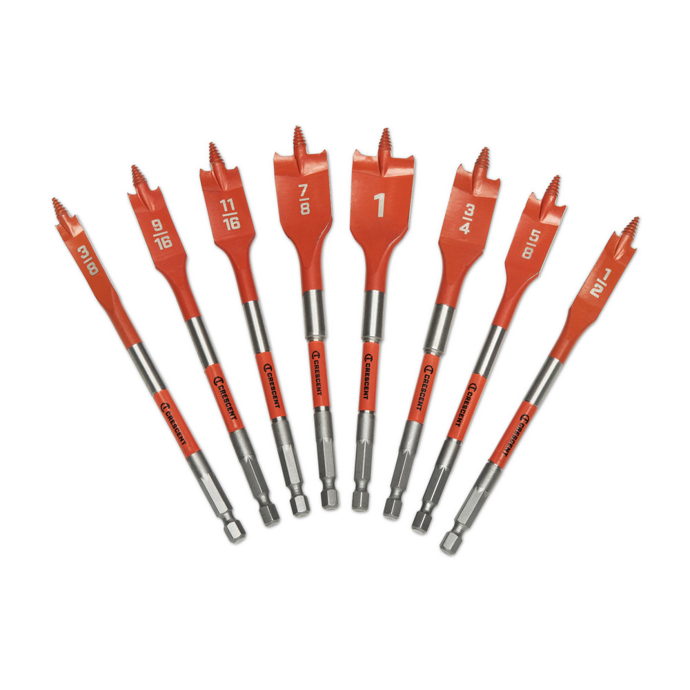 Crescent - Drill Bit Set: Hex Shank Drill Bits, 8 Pc, 0.3750" to 1.0000 ...
