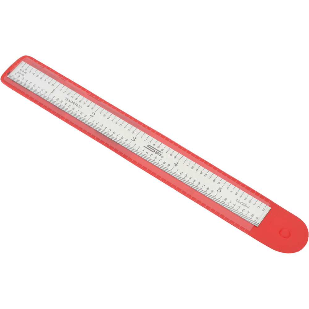 SPI - Steel Rule: 6" OAL, Decimal & Metric Graduation, Flexible, 1/2 ...