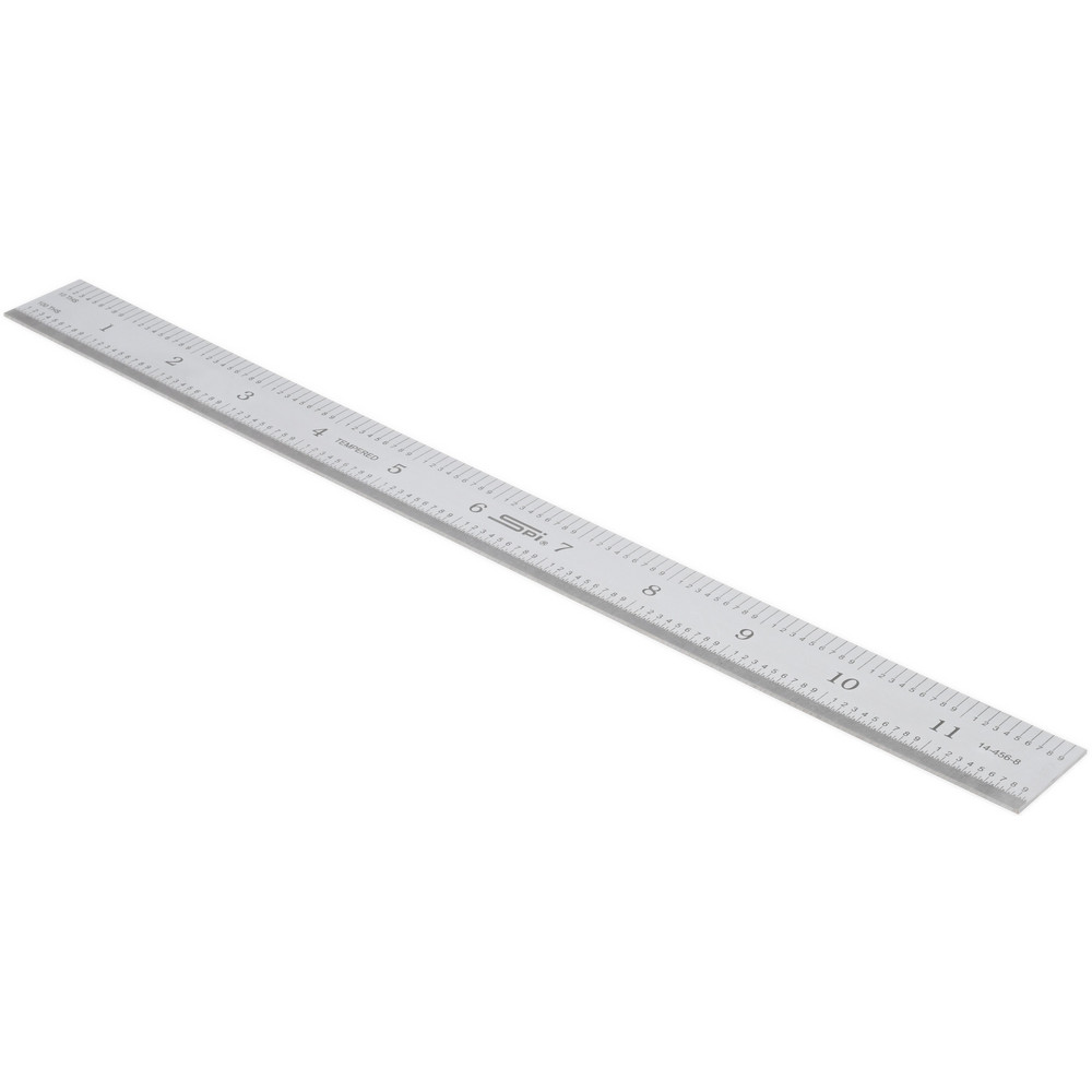 SPI - Steel Rule: 12" OAL, Decimal & Metric Graduation, Rigid, 1" OAW ...