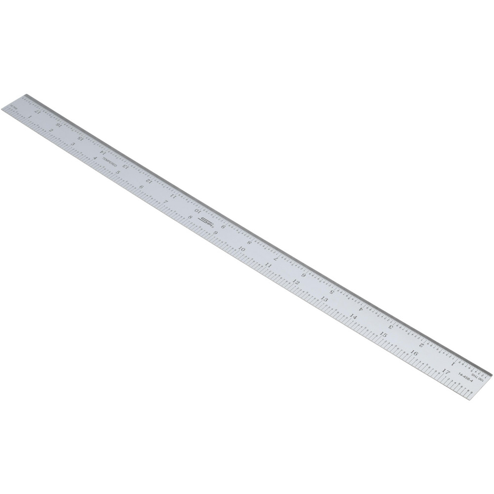 SPI - Steel Rule: 18" OAL, Decimal & Metric Graduation, Rigid, 1-1/8 ...