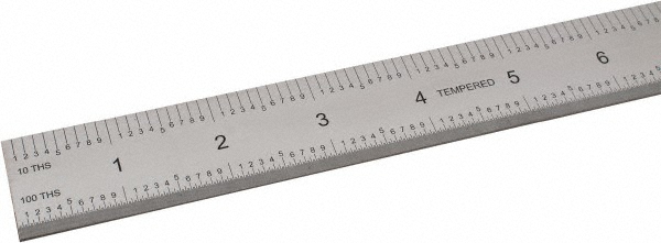 SPI - 24" Long, 1/100, 1/10" and 0.5, 1mm Graduation, Rigid Steel Rule ...