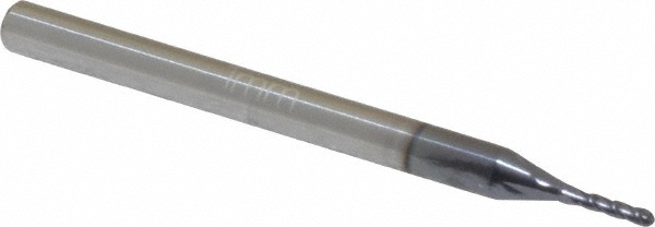Accupro - 1mm Diam, 4mm LOC, 4 Flute Solid Carbide Ball End Mill ...