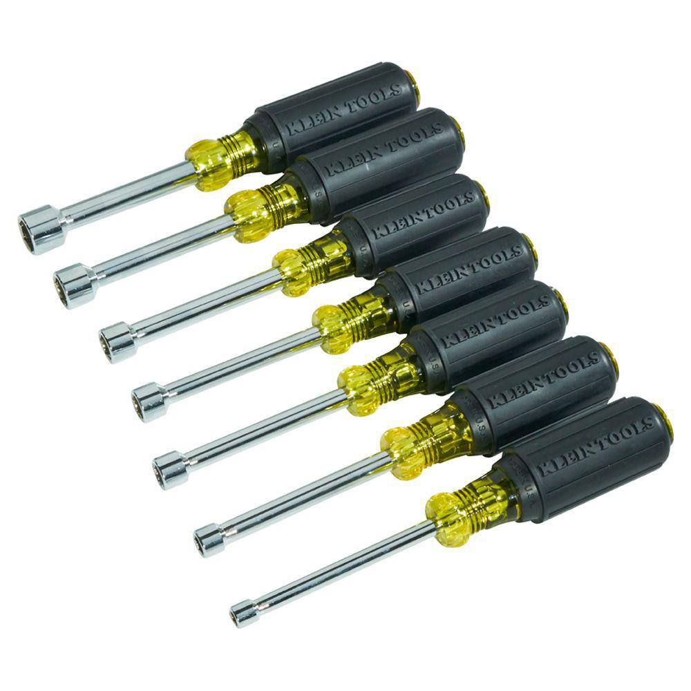 Klein Tools - Nut Driver Set: 7 Pc, 3/16 to 1/2", Hollow Shaft, Cushion ...