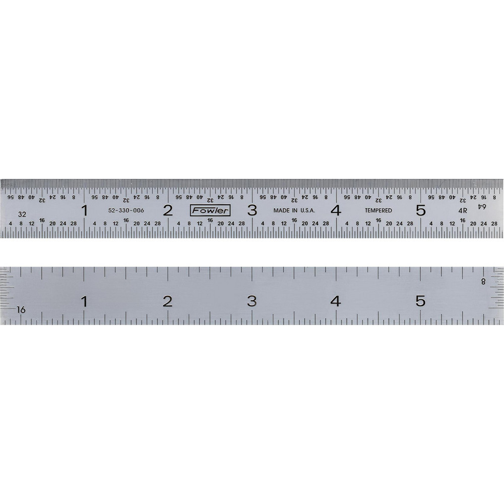 Fowler - Steel Rules; Material: Steel; Length (Inch): 6; Graduation ...