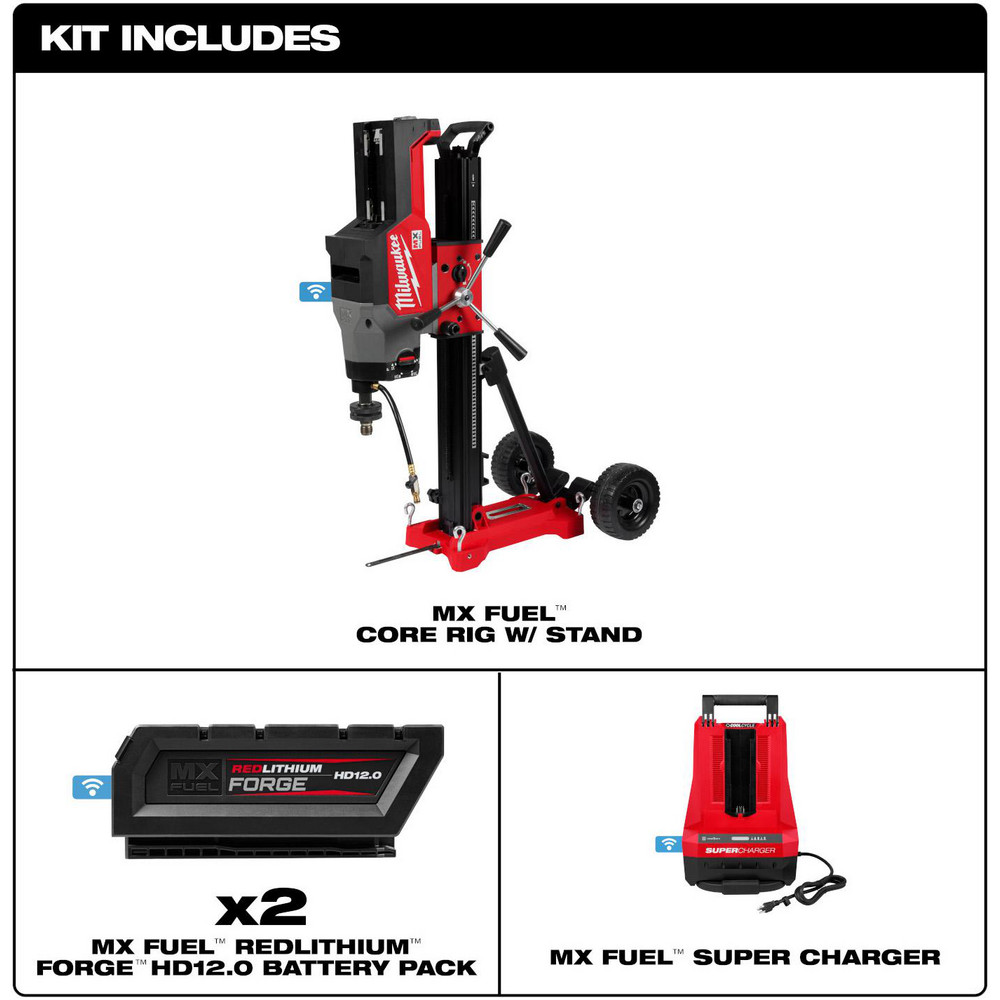 Milwaukee Tool - Coring Rigs; Horse Power: 0; Amperage: 12.0000; No-Load RPM: 390; Minimum Core ...