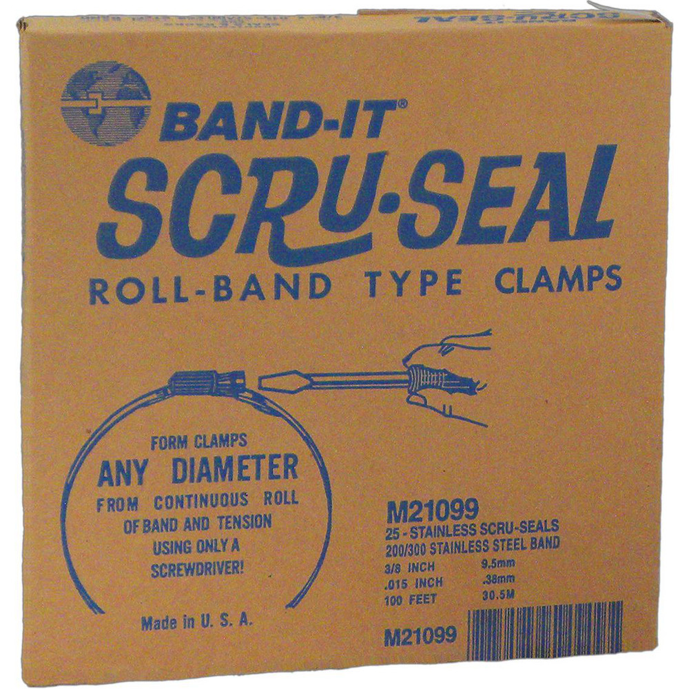 Band-It - Band Clamp: Scru-Band Clamps, 3/8" Wide, 0.0200" Thick, 200/ ...