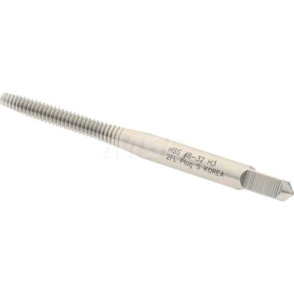 Hertel - Straight Flute Tap: #8-32 UNC, 2 Flute, Plug Chamfer, 2B Class of Fit, High-Speed Steel ...