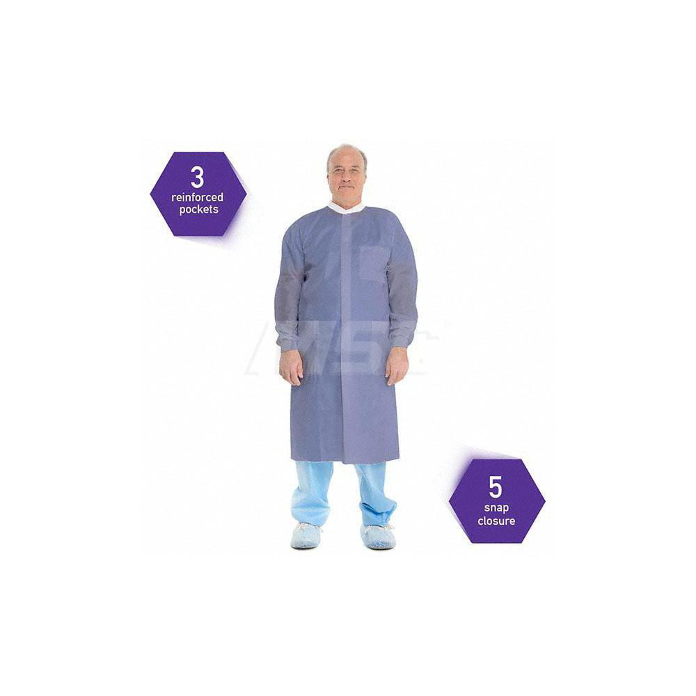 Kimtech - General Purpose Lab Coat: Size Large, Polyester, Blue, 3 ...