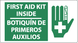 AccuformNMC - First Aid Sign: Rectangle, FIRST AID KIT INSIDE BOTIQUIN ...