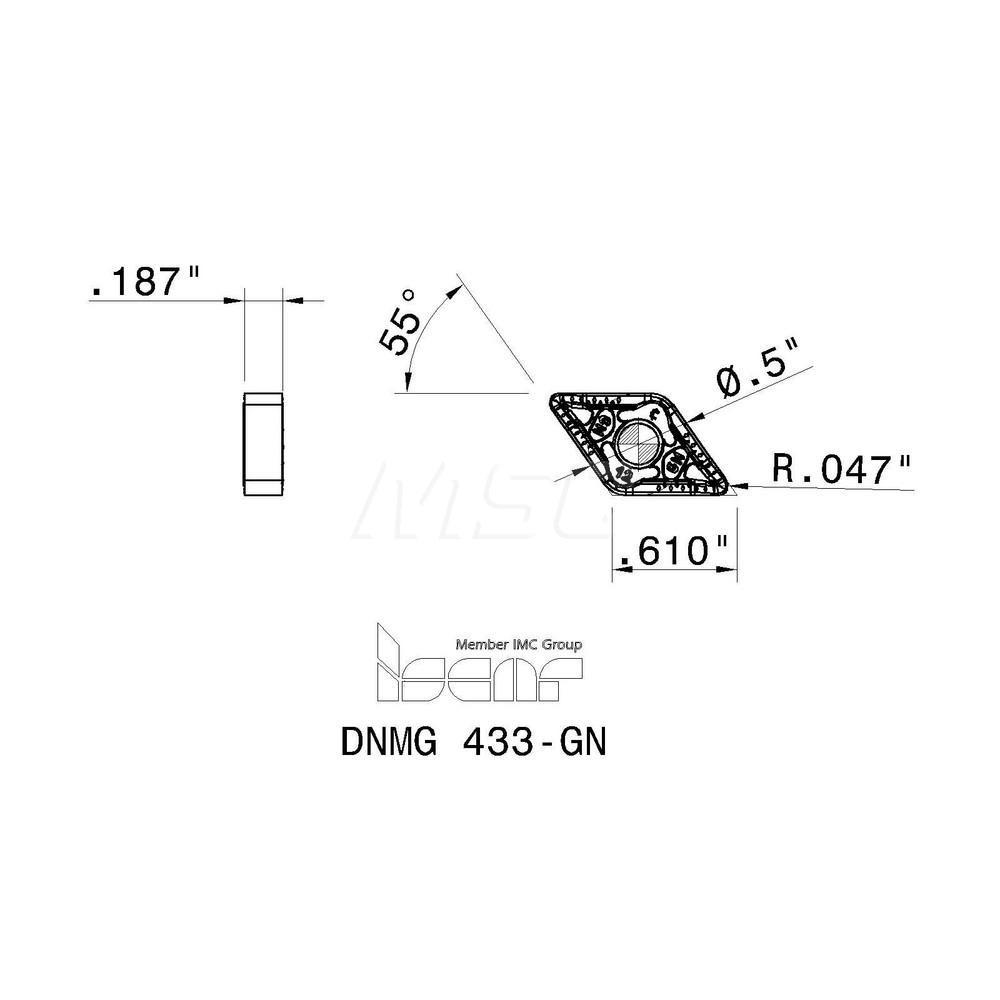 Iscar - Turning Insert: DNMG 433-GN IC8350, Carbide | MSC Direct