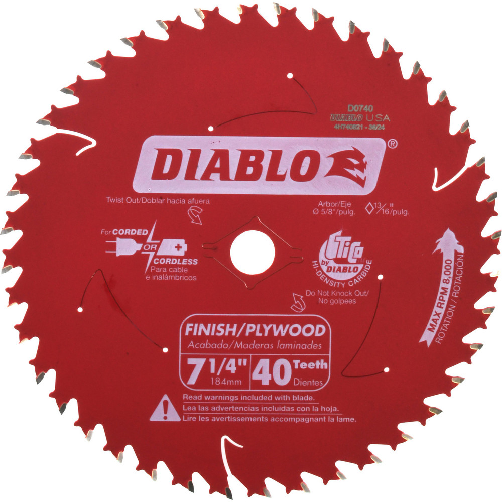 DIABLO - Wet & Dry Cut Saw Blade: 7-1/4" Dia, 5/8" Arbor Hole, 0.059 ...