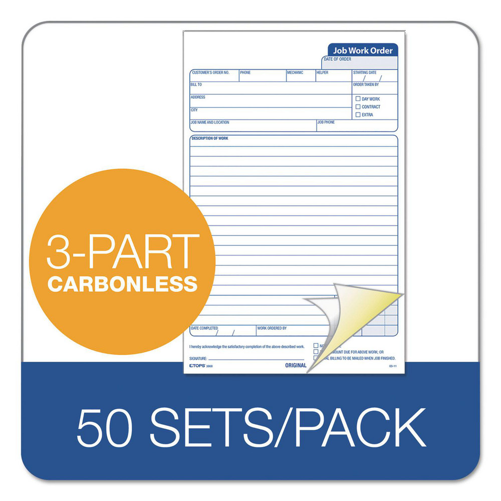 TOPS - Job Work Order: 50 Sheets, 5-1/2 x 8-1/2" Sheet, White Paper ...