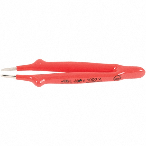 Wiha - Insulated Tweezer: Straight, Steel, Straight, Strong & Regular Tip, 6" OAL | MSC Direct