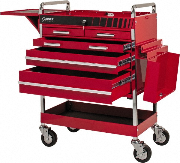 Sunex Tools - 18-1/4" Wide x 41" High x 27" Deep, 5 Drawer Tool Cart ...