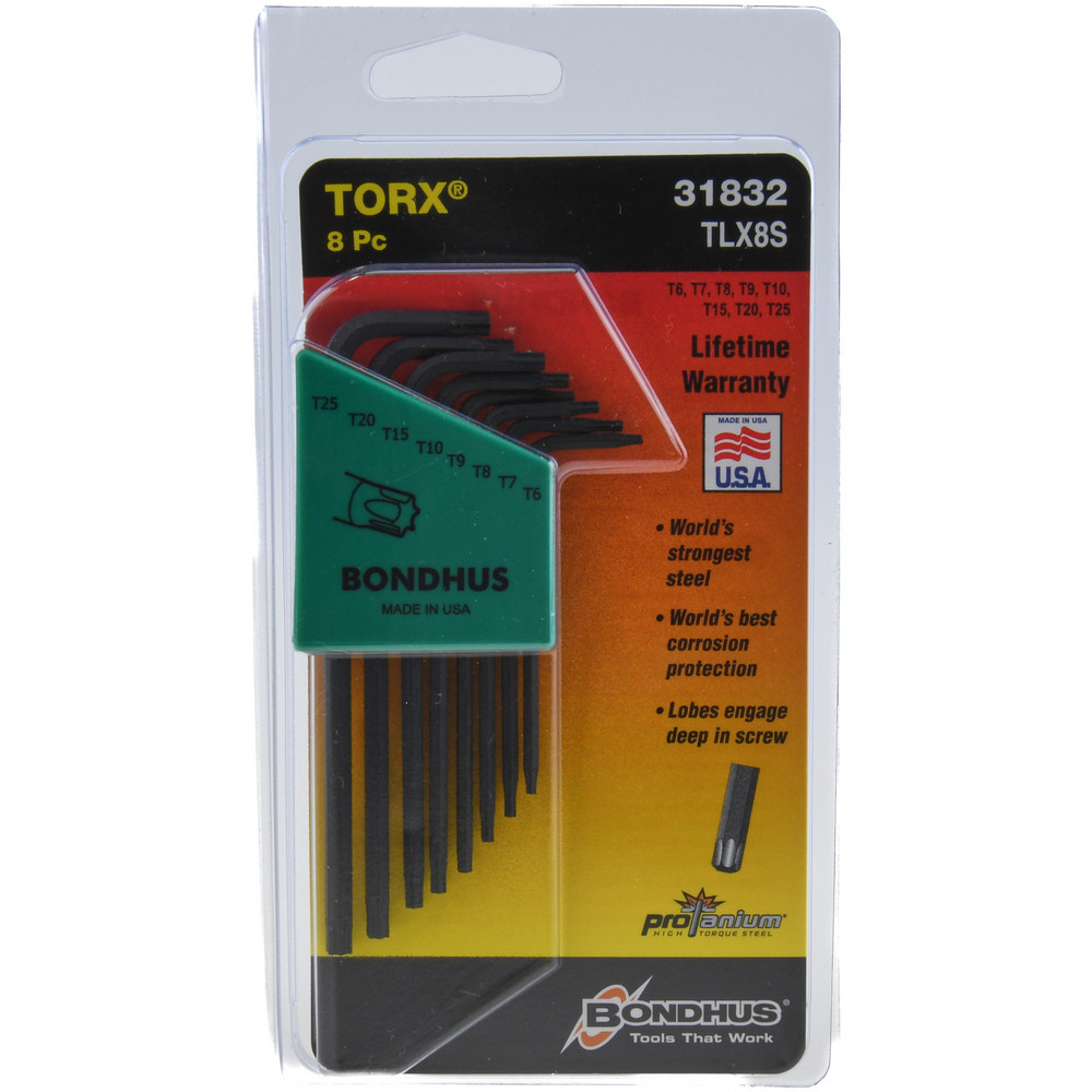 Bondhus - Torx Key Set: 8 Pc, L-Handle, T6 to T25 | MSC Direct