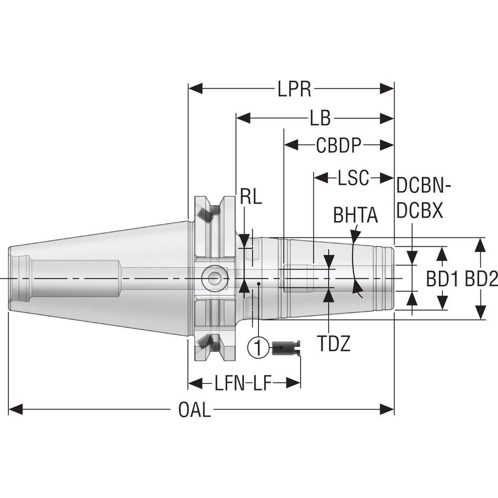 Seco - Shrink-Fit Tool Holder & Adapter: DIN69871-50 Taper Shank, 0. ...