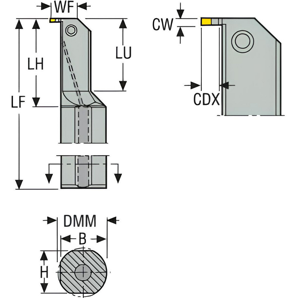 Seco - Indexable Boring Bar: A32T-CGFL1606, 32 mm Min Bore Dia, Left Hand Cut, 32 mm Shank Dia ...