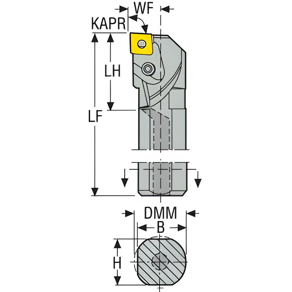 Seco - Indexable Boring Bar: A32T-PCLNR12, 40.00 mm Min Bore, Right Hand, 32.00 mm Shank Dia, 95 ...