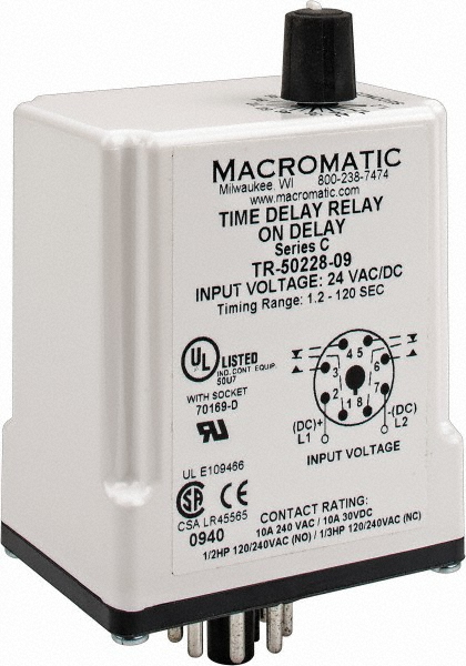 Macromatic - 8 Pin, Multiple Range DPDT Time Delay Relay | MSC Direct